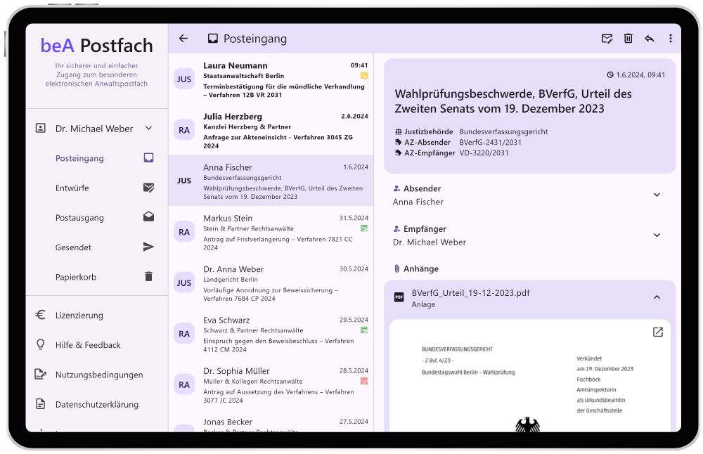 beA Postfach für iOS & Android & macOS - Sicher. Mobil. Einfach.
