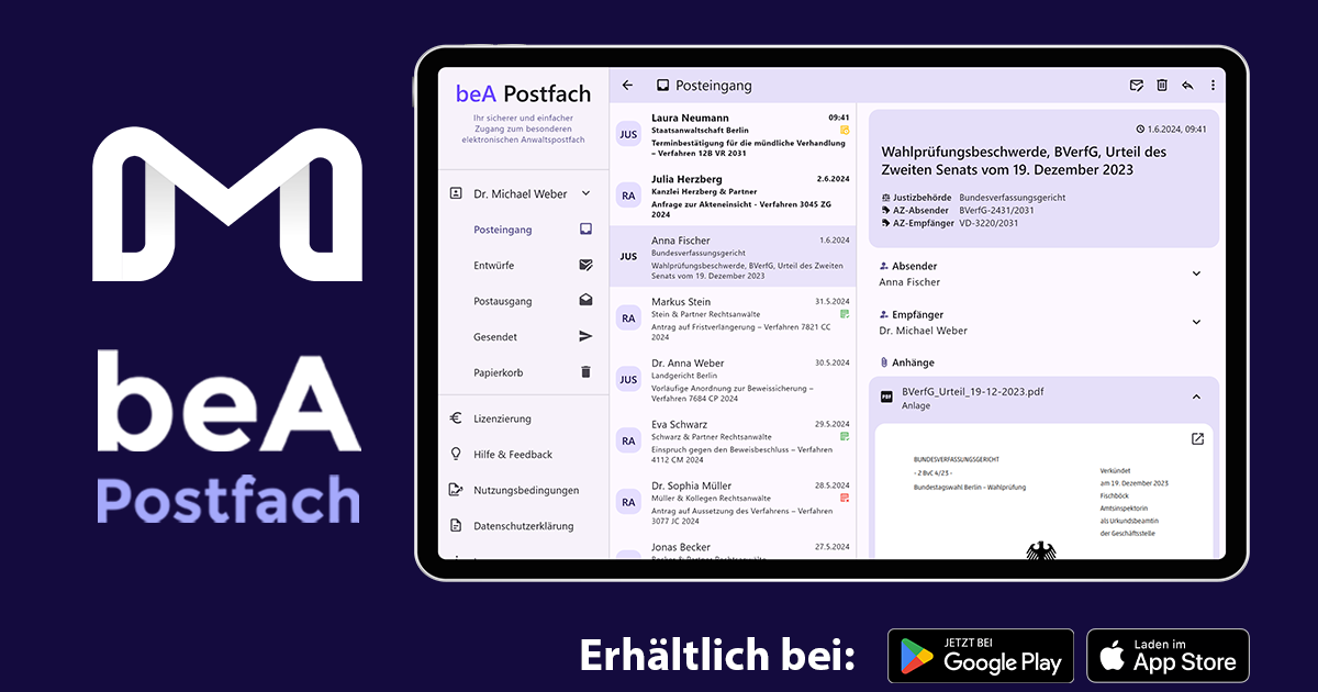 beA Postfach für iOS & Android & macOS - Sicher. Mobil. Einfach.